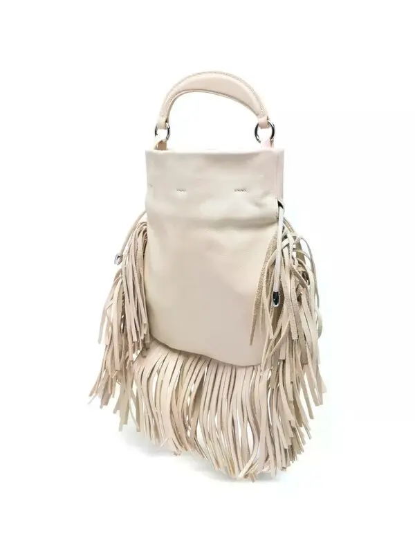 Orciani Fringe-detailed Drawstring Bucket Bag - Neutrals
