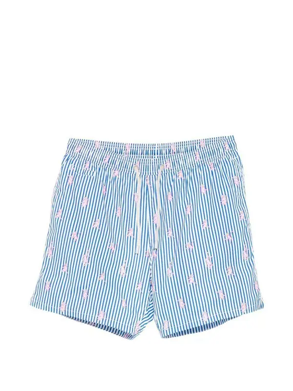 MC2 SAINT BARTH Stripe-pattern Monkey-motif Swim Shorts - Blue