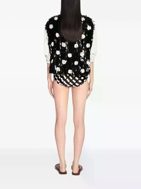 Dries Van Noten Embroidered Polka-dot Silk Top - Black