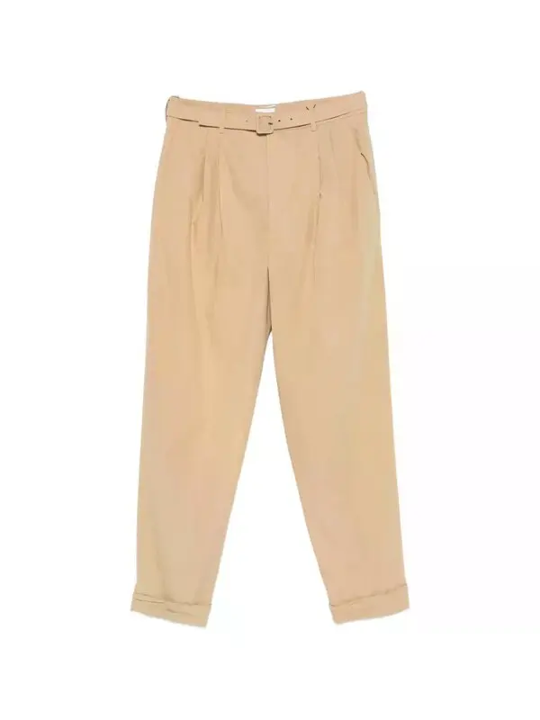 Saint Laurent Belted Pleated Trousers - Neutrals