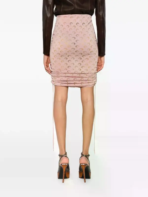 MARINE SERRE Moon Print Ruched Skirt - Pink