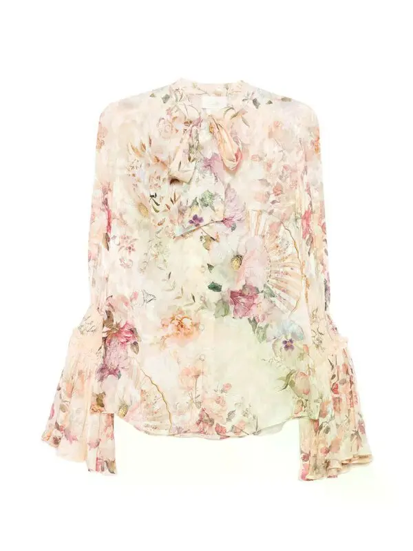 Camilla Floral-print Jacquard Blouse