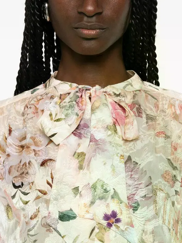 Camilla Floral-print Jacquard Blouse