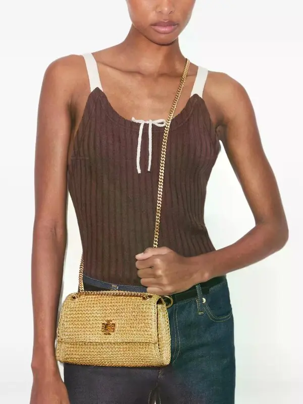 Tory Burch Mini Kira Turnlock Woven Shoulder Bag - Neutrals