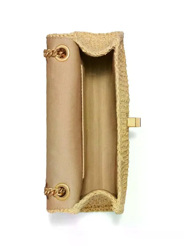 Tory Burch Mini Kira Turnlock Woven Shoulder Bag - Neutrals