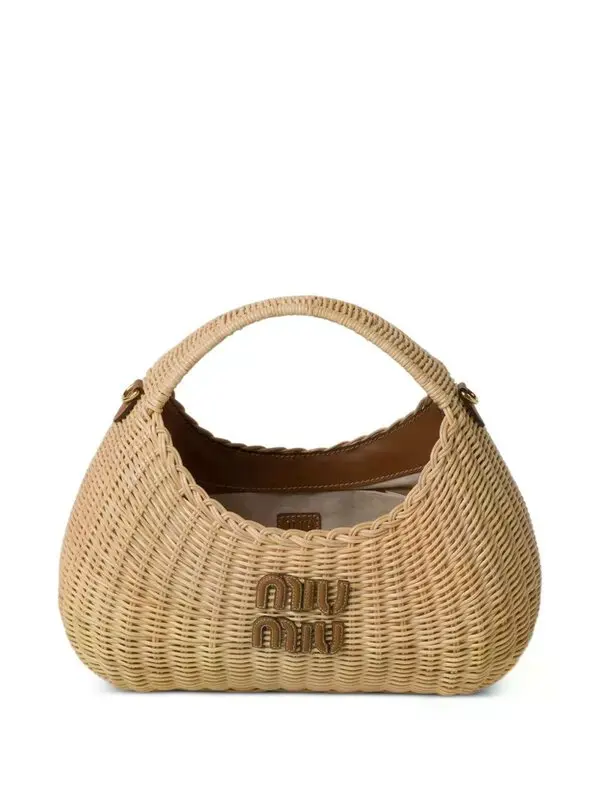Miu Miu Wander Wicker Handbag - Neutrals