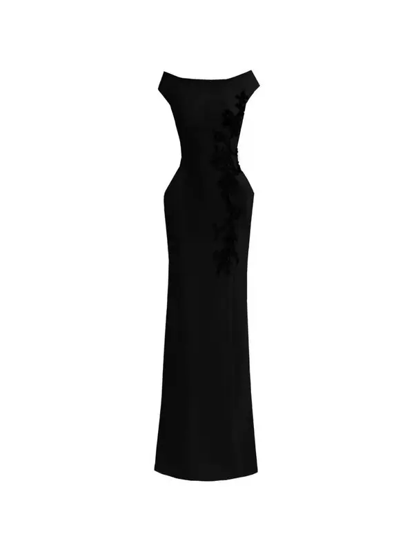 GEMY MAALOUF Bead-embellished Floral-motif Dress - Black
