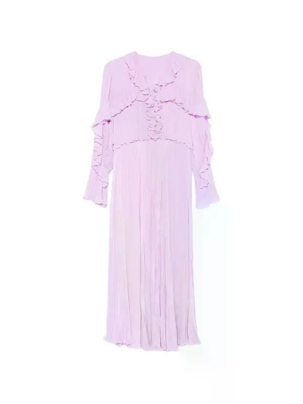 Alberta Ferretti Ruffled Pleated Maxi Dress