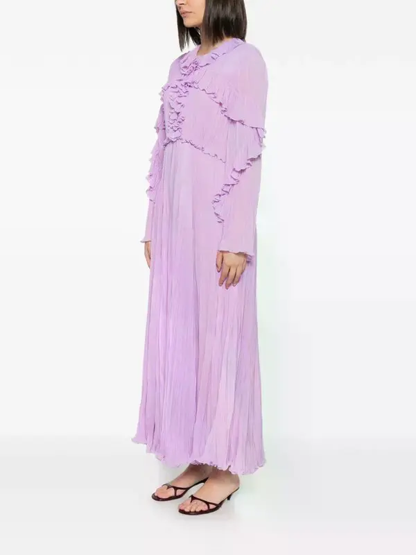 Alberta Ferretti Ruffled Pleated Maxi Dress
