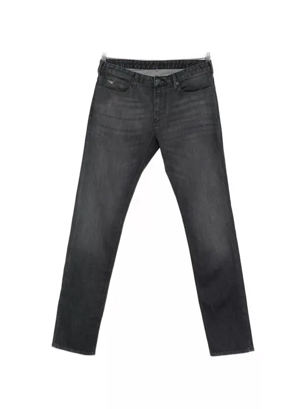 Emporio Armani Logo-plaque Faded Jeans - Grey