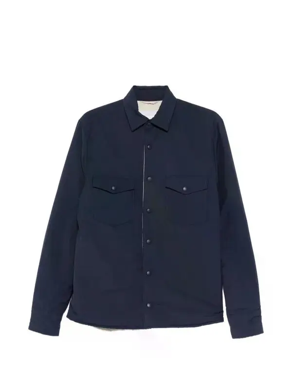 Eleventy Navy Shirt Jacket With Classic Collar