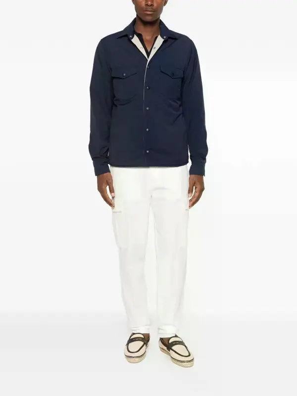 Eleventy Navy Shirt Jacket With Classic Collar