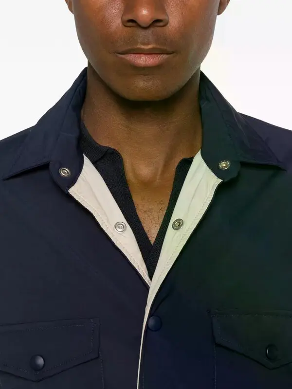 Eleventy Navy Shirt Jacket With Classic Collar