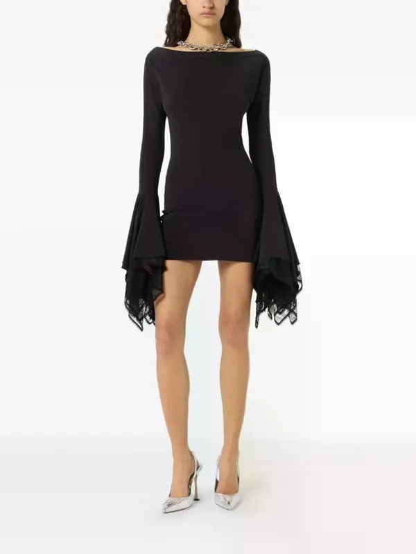 Blumarine Mini Dress With Flared Sleeves - Black