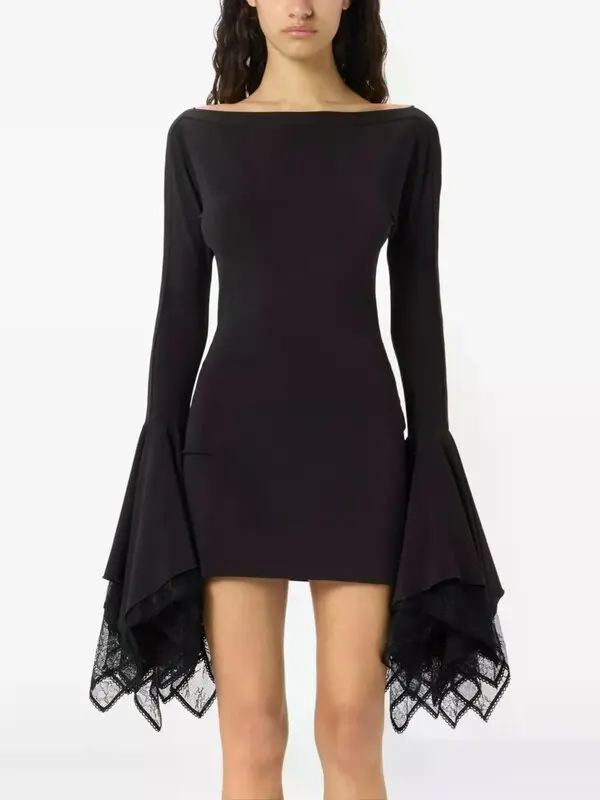 Blumarine Mini Dress With Flared Sleeves - Black