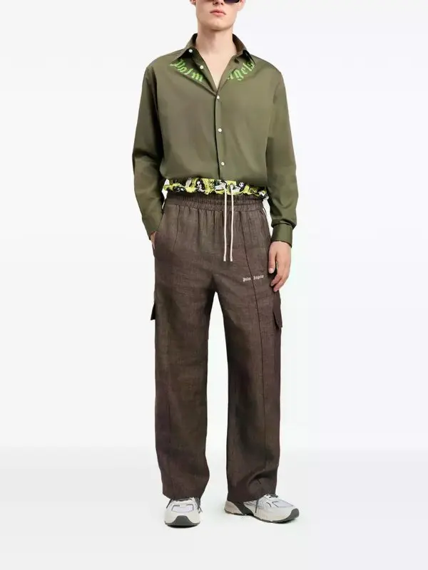 Palm Angels Logo Embroidered Track Trousers - Brown