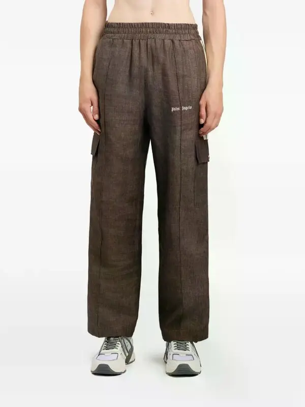 Palm Angels Logo Embroidered Track Trousers - Brown
