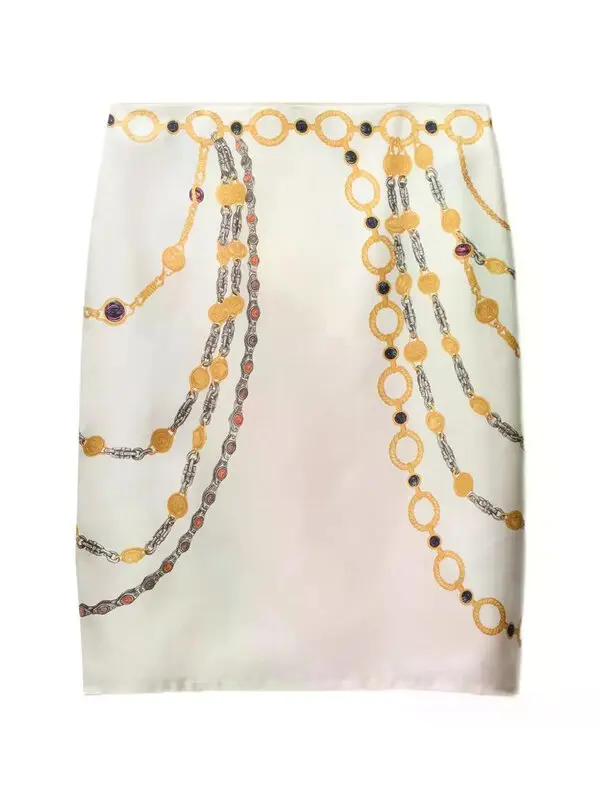Versace Printed Silk Twill Pencil Skirt - Neutrals