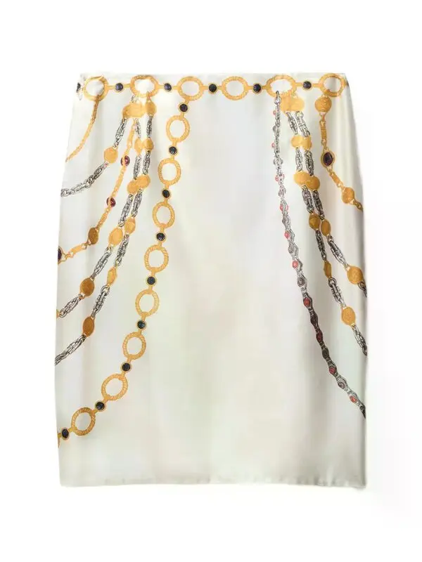Versace Printed Silk Twill Pencil Skirt - Neutrals