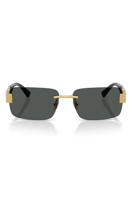 Versace 58mm Rimless Rectangular Sunglasses - Gold/dark Grey