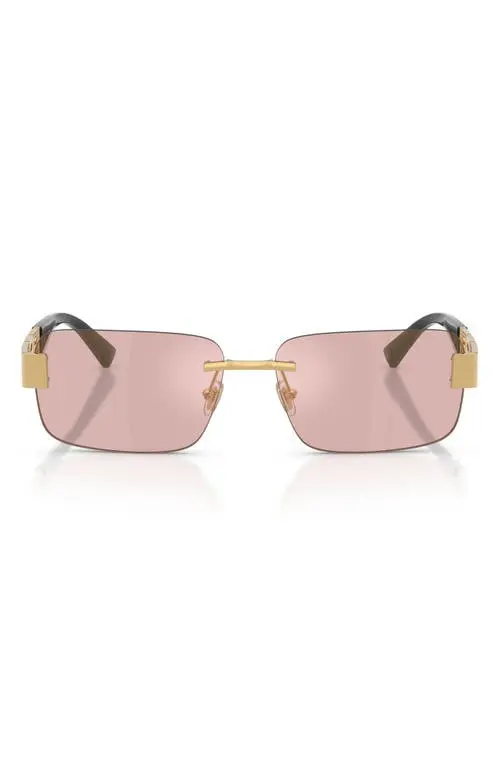Versace 58mm Rimless Rectangular Sunglasses - Gold/pink Mirror Gold