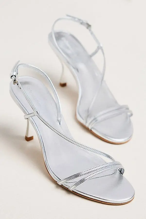 REFORMATION Petunia Strappy Heeled Sandals - Silver