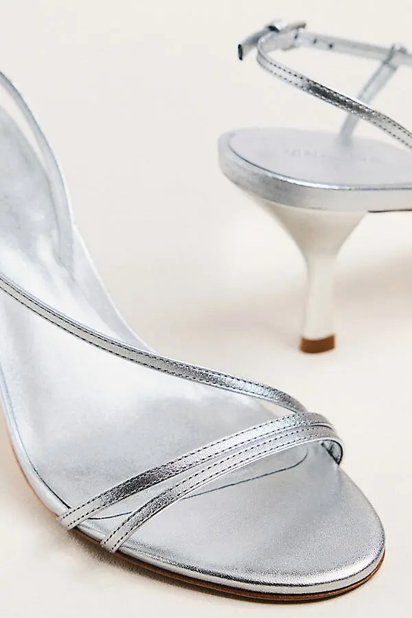 REFORMATION Petunia Strappy Heeled Sandals - Silver