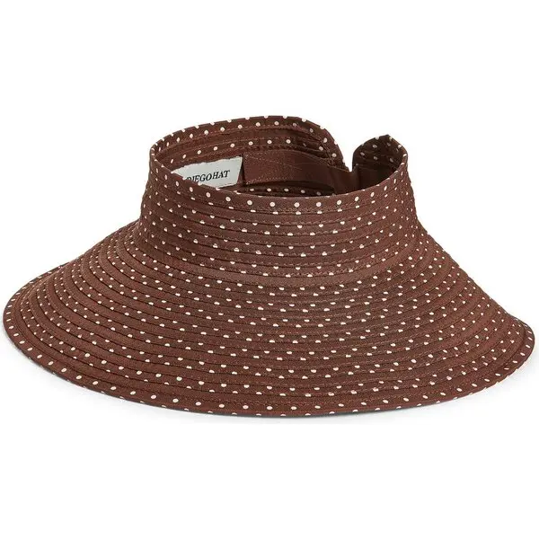 San Diego Hat Polka Dot Roll-up Visor - Brown
