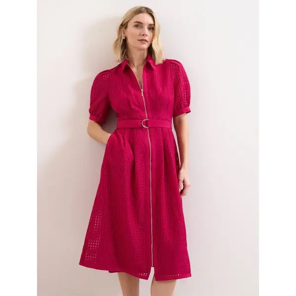 PHASE EIGHT Carey Belted Midi Shirt Dress - Pink