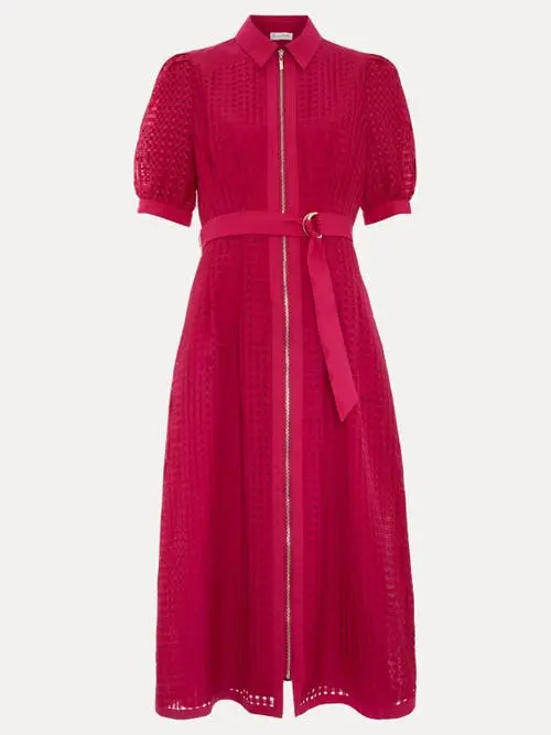 PHASE EIGHT Carey Belted Midi Shirt Dress - Pink