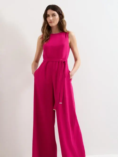 PHASE EIGHT Marta Belted Jumpsuit - Fuchsia
