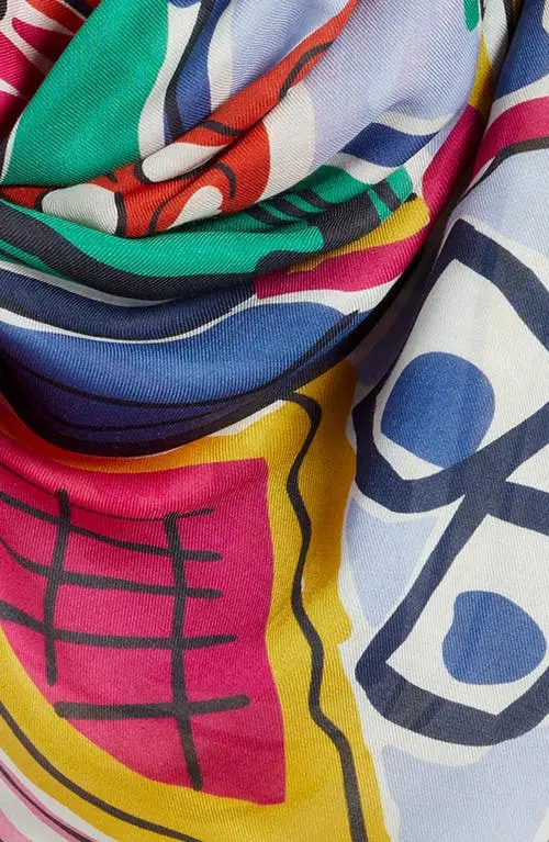 Echo Cubists Square Scarf - Blue Multi