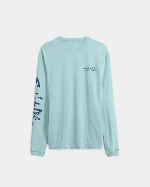 SALT LIFE Secret Spot Long Sleeve Slx Performance Tee - Lt Aruba Heather