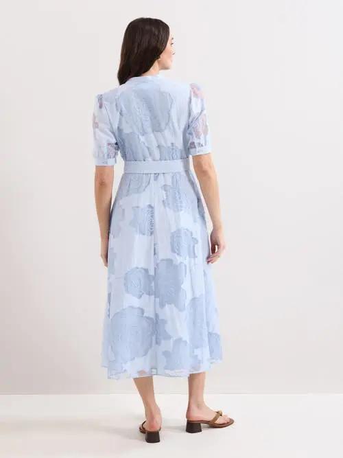 PHASE EIGHT Belted Floral Embroidered Midi Dress