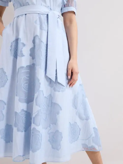 PHASE EIGHT Belted Floral Embroidered Midi Dress