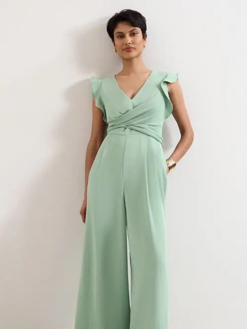 PHASE EIGHT V-neck Wide-leg Jumpsuit - Green