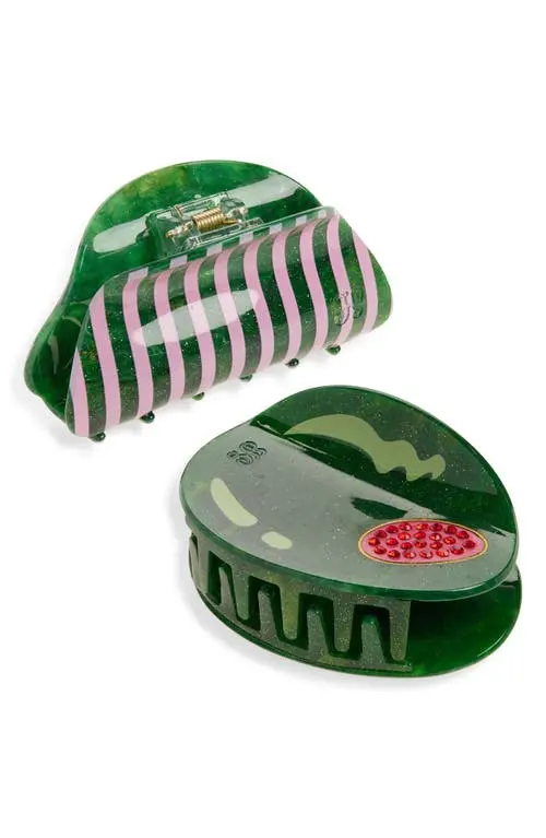 FRASIER STERLING Hors D’oeuvre Set Of 2 Claw Clips - Green