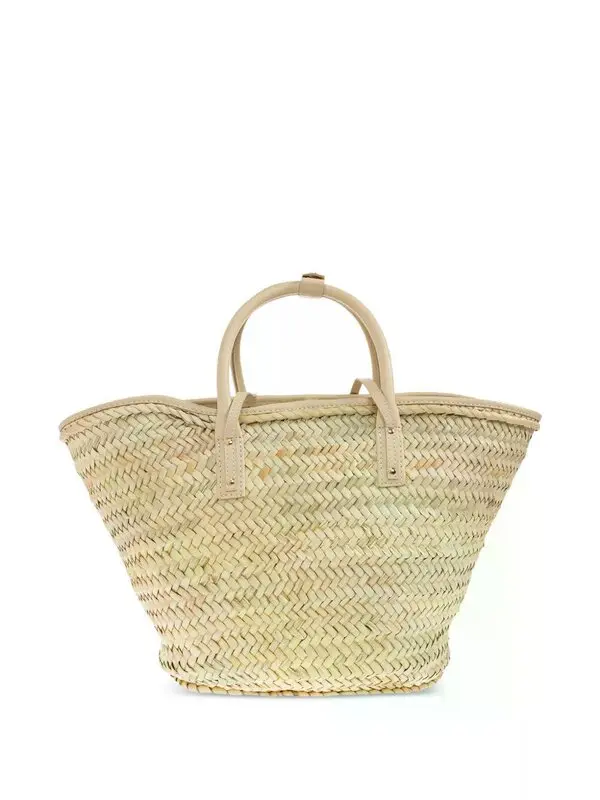 Jacquemus Woven Raffia Tote Bag With Leather Trim - Neutrals
