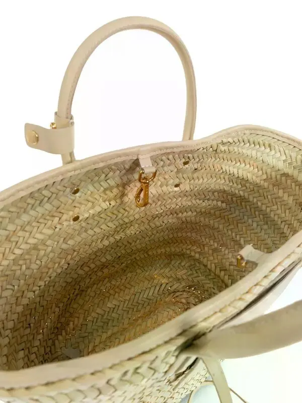 Jacquemus Woven Raffia Tote Bag With Leather Trim - Neutrals
