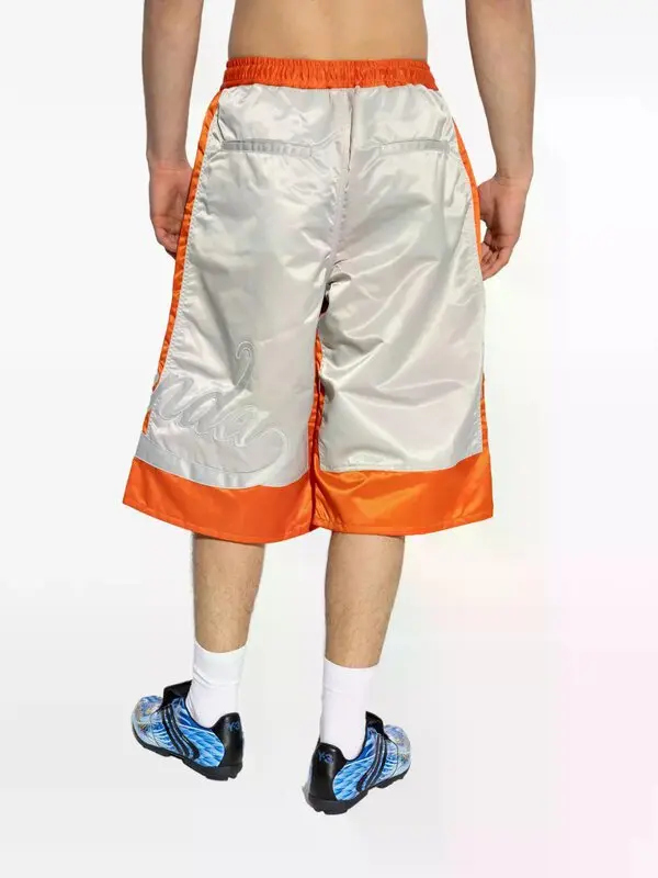 PDF Colour-block Satin Shorts With Embroidered Logo