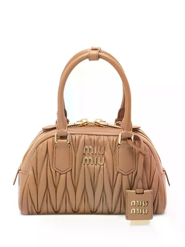 Miu Miu Arcadie Leather Tote - Neutrals