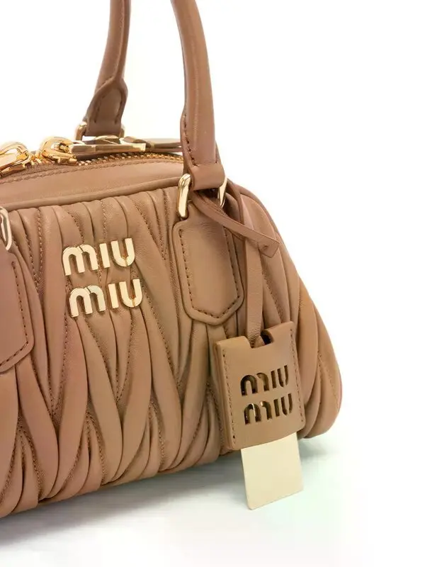 Miu Miu Arcadie Leather Tote - Neutrals