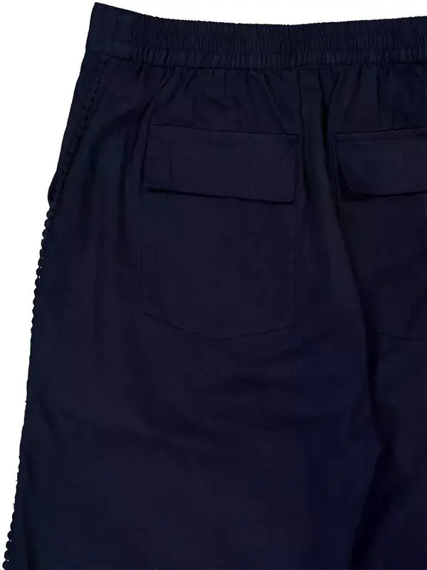 BAZISZT Baziiszt Navy Cotton Crochet Trim Trousers - Blue