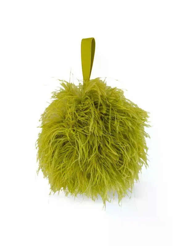 FERRAGAMO Mini Double Gancini Ostrich-feather Clutch - Green
