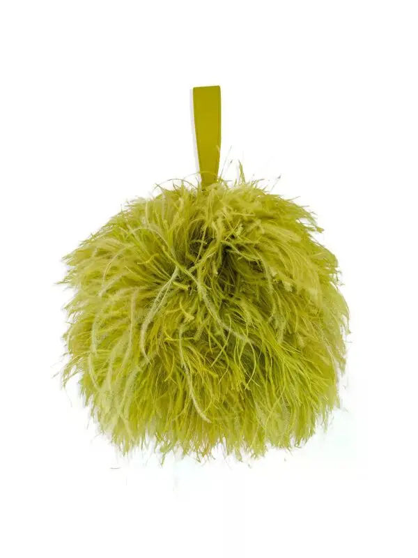 FERRAGAMO Mini Double Gancini Ostrich-feather Clutch - Green