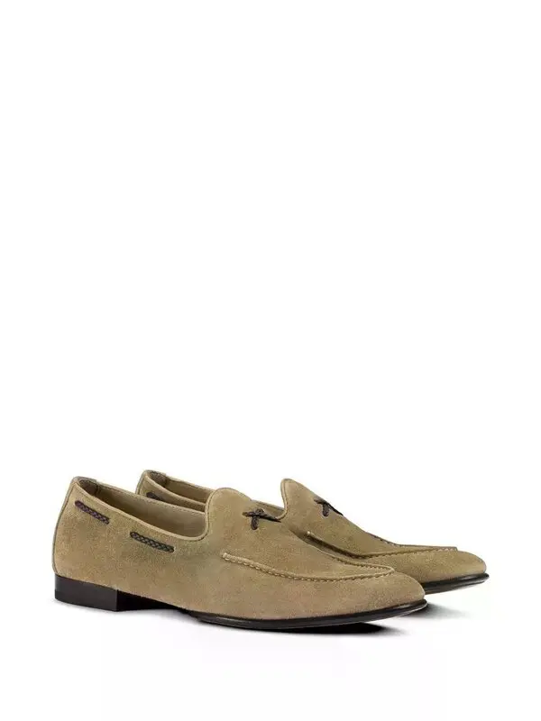 DOUCAL'S Braided-lace Suede Loafers - Neutrals