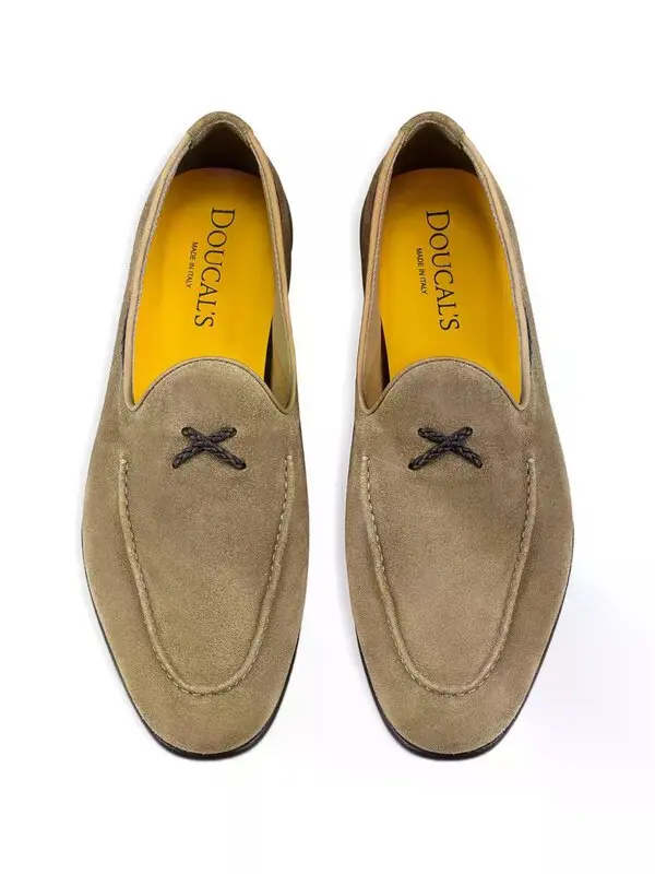 DOUCAL'S Braided-lace Suede Loafers - Neutrals