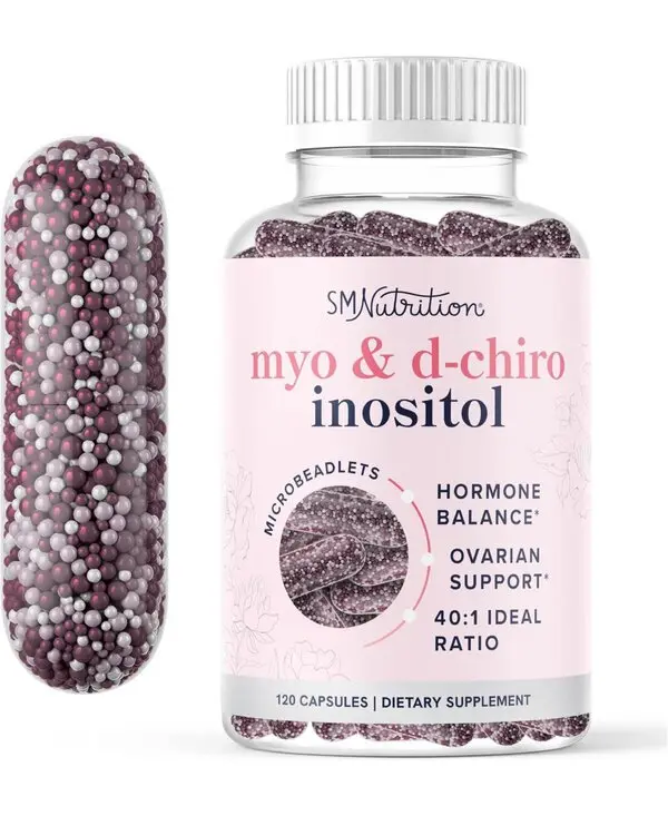 SMNUTRITION Myo-inositol & D-chiro Inositol For Hormone Balance For | Microbeadlet Technology To Regulate Menstrual Cycle & Support Ovarian Health | Myo Ino - Capsule Is Clear