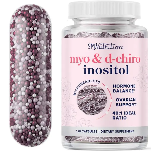 SMNUTRITION Myo-inositol & D-chiro Inositol For Hormone Balance For | Microbeadlet Technology To Regulate Menstrual Cycle & Support Ovarian Health | Myo Ino - Capsule Is Clear