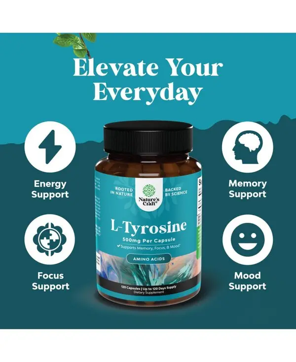 NATURE'S CRAFT L-tyrosine Capsule | High Strength L-tyrosine Supplement | For Mental Energy